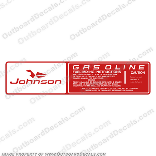 Johnson 3 Gallon Gas Tank Decal Mid 1970 s Johnson 3 Gallon Gas Tank Decal Mid 1970 s